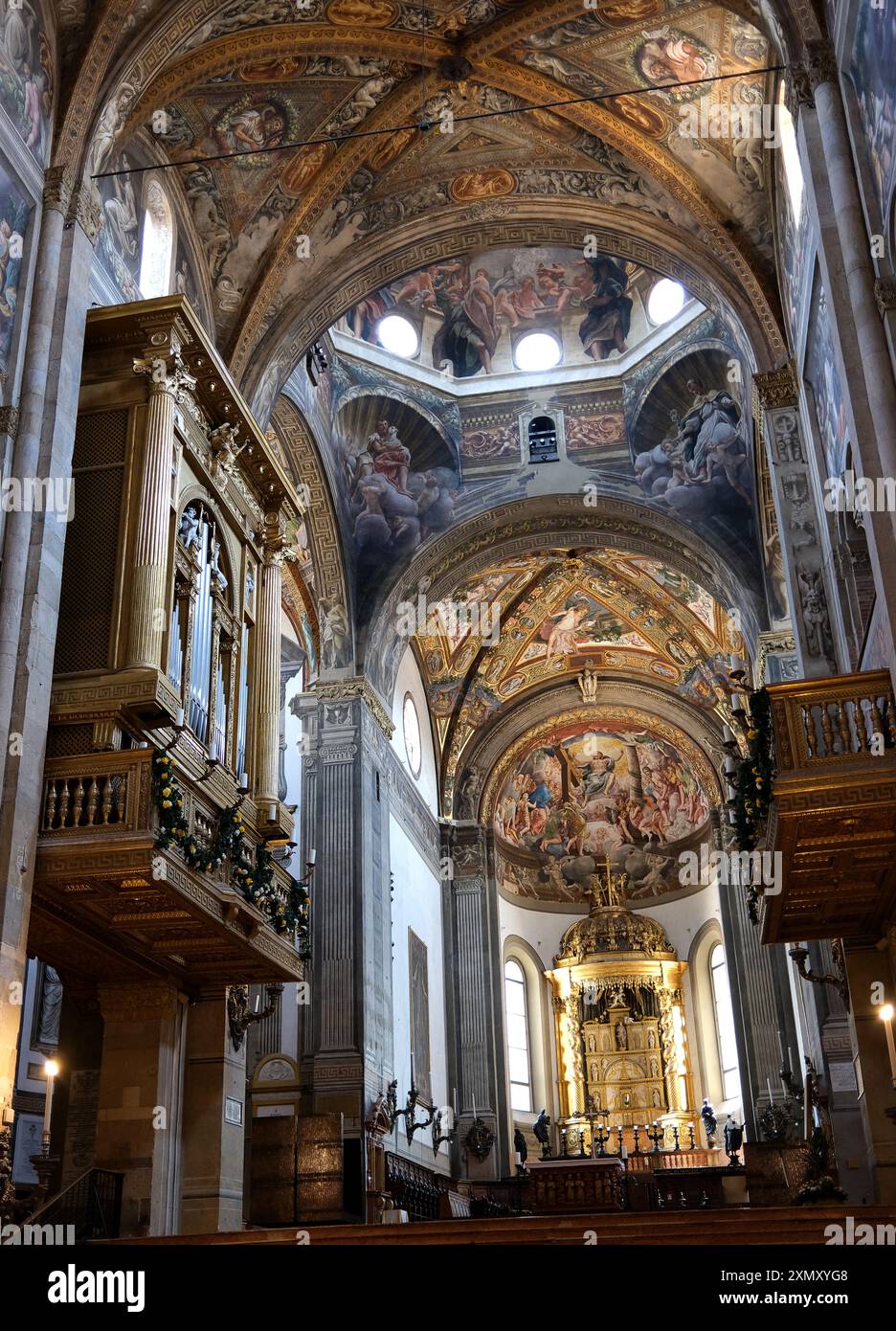 Parma Cathedral interior with ceiling fresco The Assumption of the ...