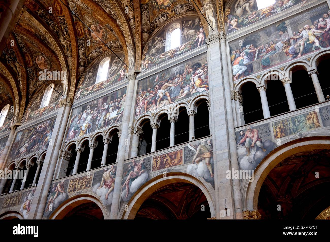 Parma Cathedral interior with ceiling fresco The Assumption of the ...