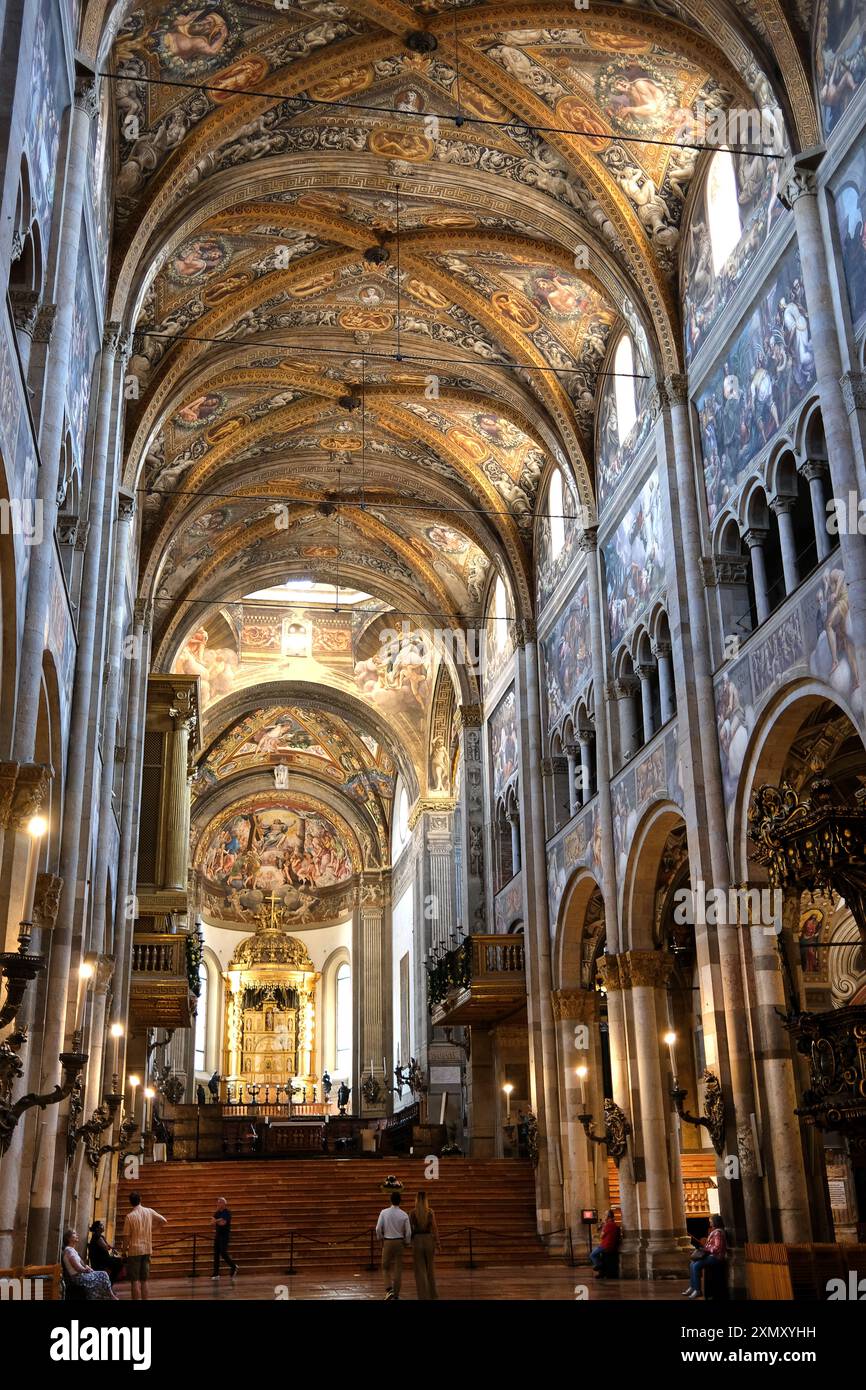 Parma Cathedral interior with ceiling fresco The Assumption of the ...
