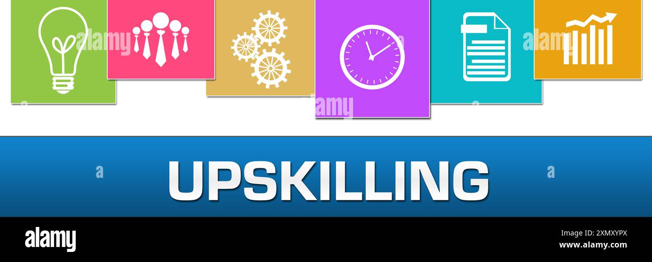 Upskilling Business Symbols Colorful On Top Horizontal Stock Photo - Alamy