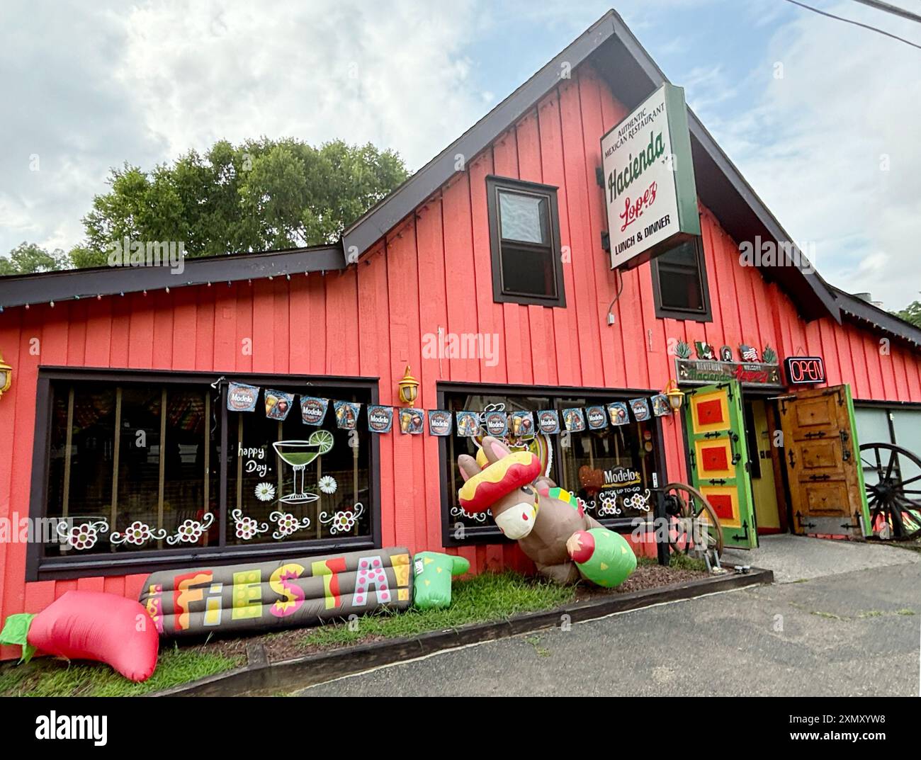 The ornate colorful exterior of Hacienda Lopez, a Mexican restaurant on ...