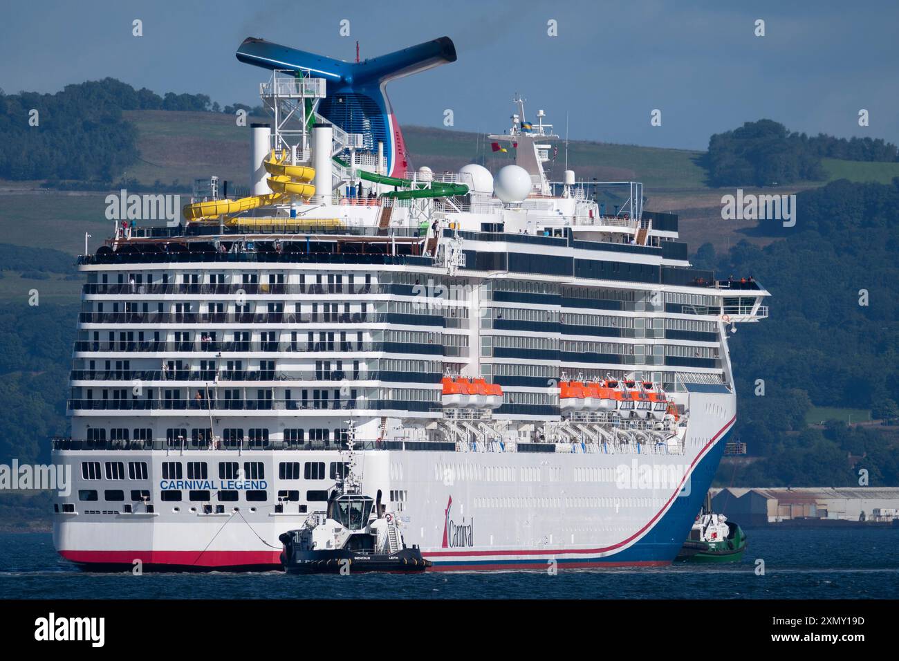 Edinburgh, Scotland, UK. 30th July 2024. Carnival Legend cruise ship docks at new berth at Forth ...