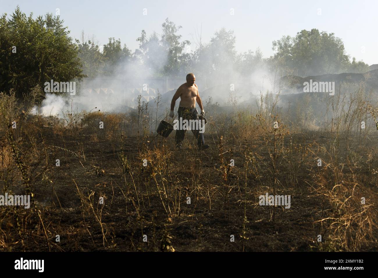 ODESSA, UKRAINE - July 24 2024: Forest and steppe fires completely ...