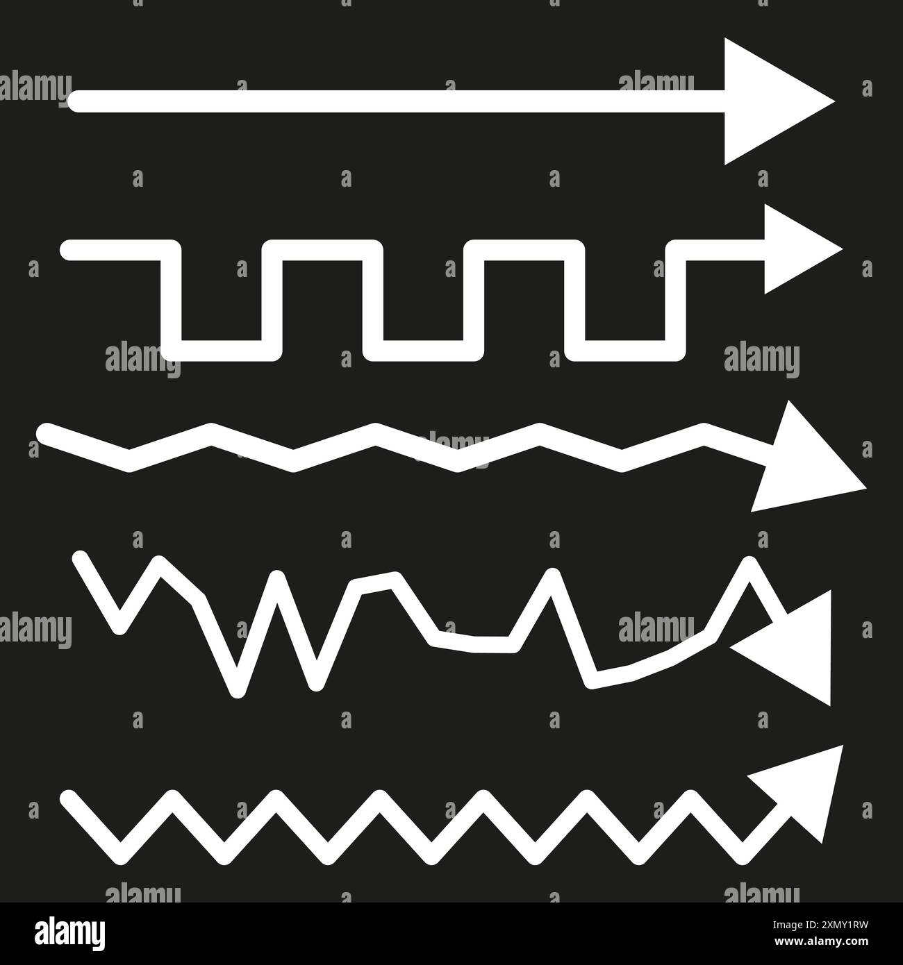 White arrows set. Various line styles. Vector arrow collection. Black ...