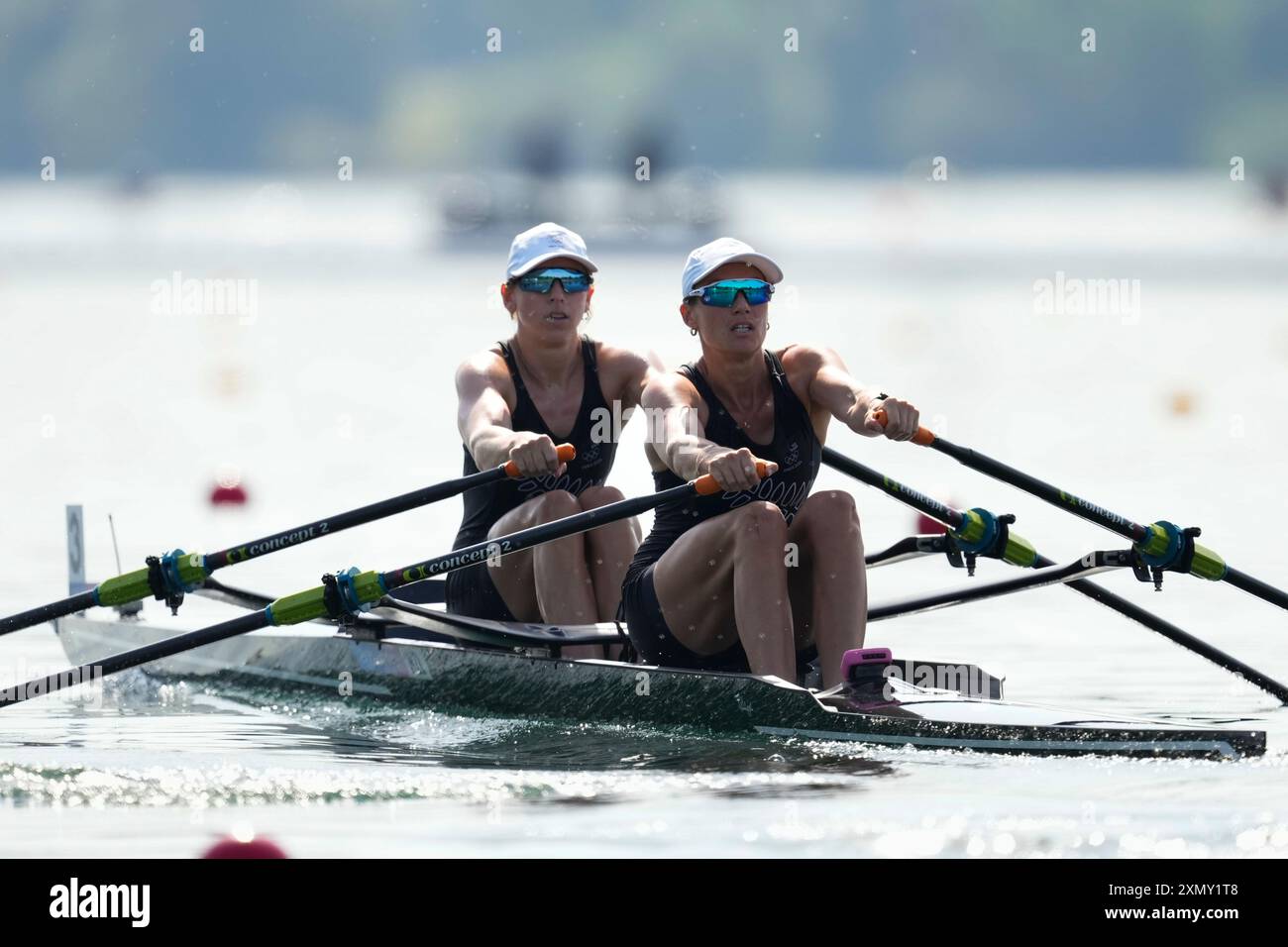 New Zealand's Lucy Spoors and Brooke Francis compete in the women's ...