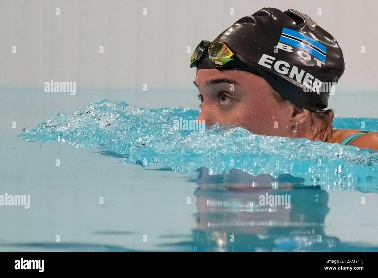 Maxine Egner, of Botswana, competes during a heat in the women's 100 ...