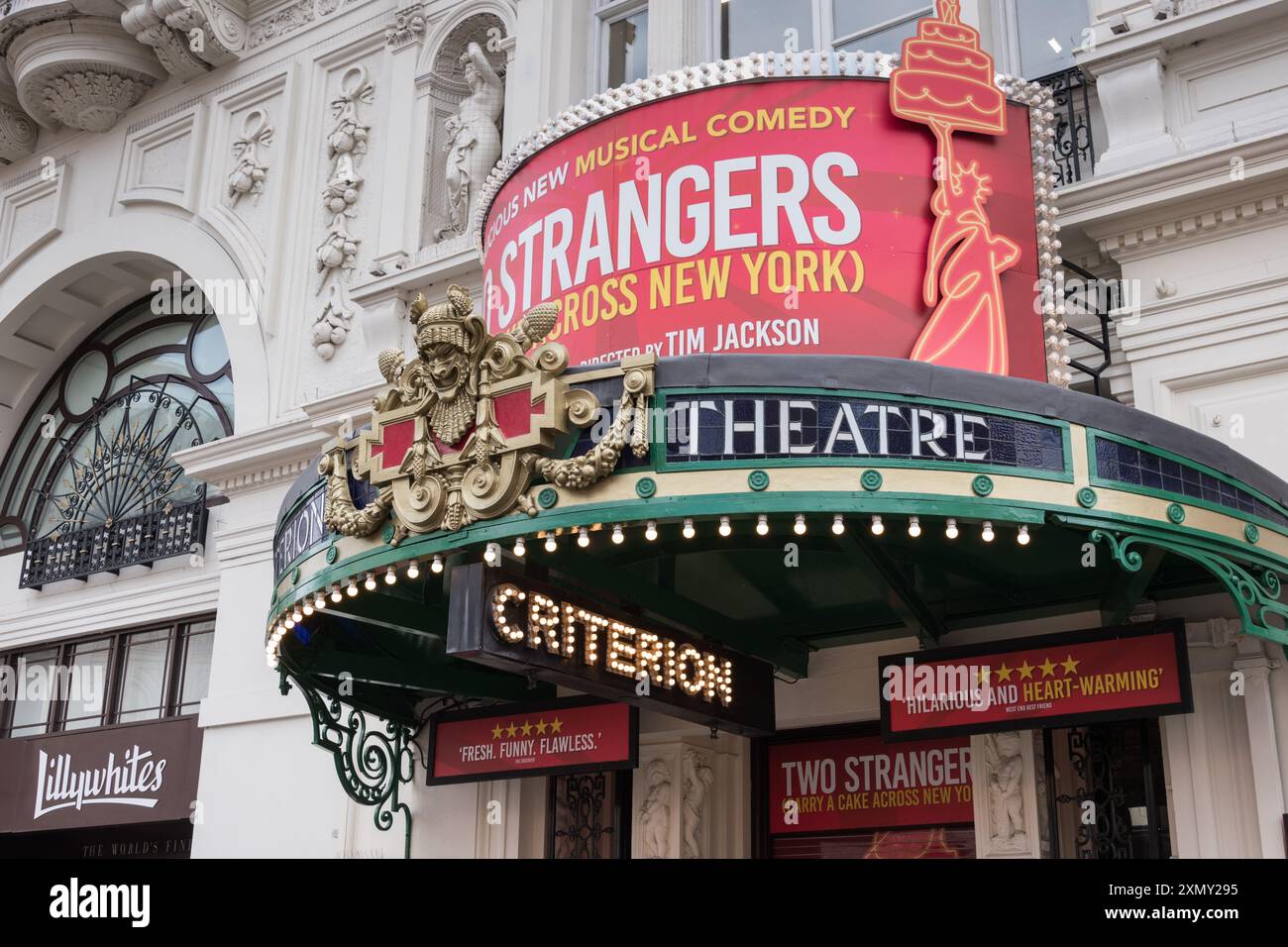 Two Strangers signage above the entrance to the Criterion Theatre on ...
