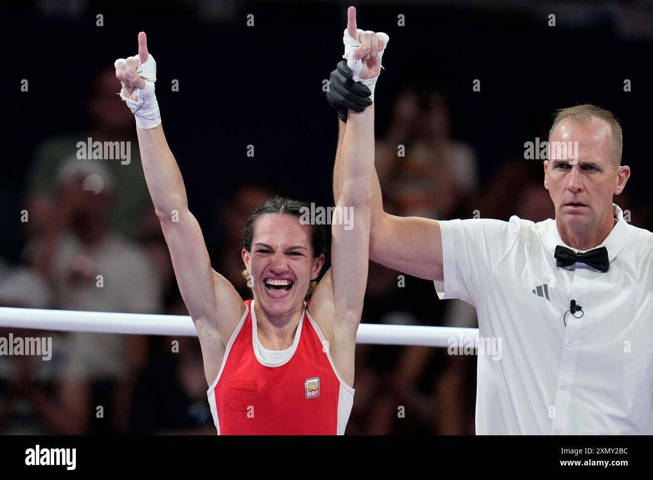 Bulgaria's Stanimira Petrova, left, celebrates after defeating Taiwan's ...