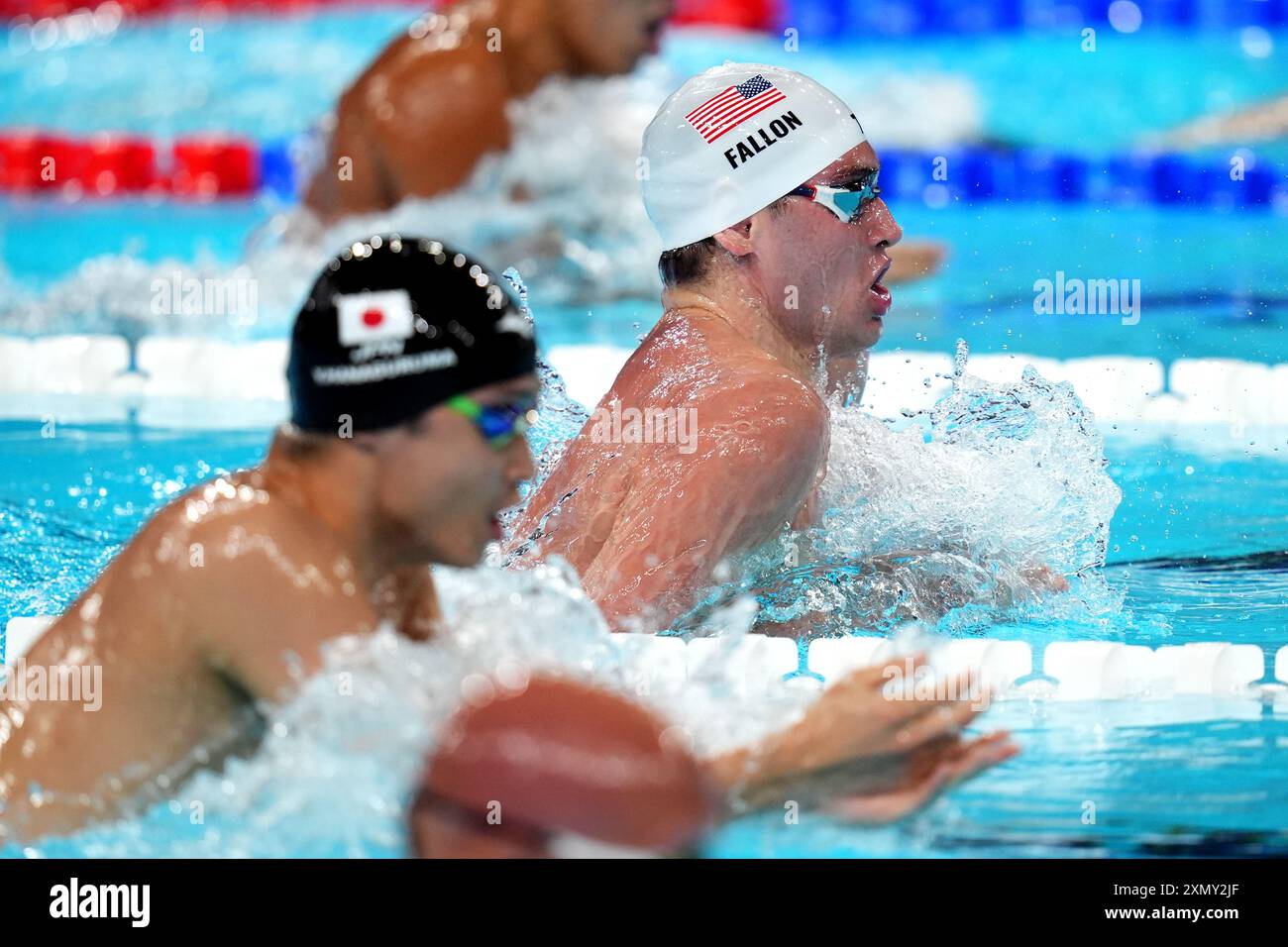 USA's Matt Fallon (right) during the Men's 200m Breaststroke heats at ...