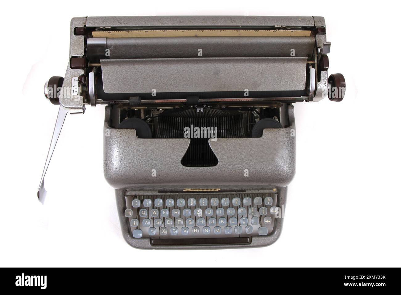 old metal typing machine from czechoslovakia isolated Stock Photo - Alamy