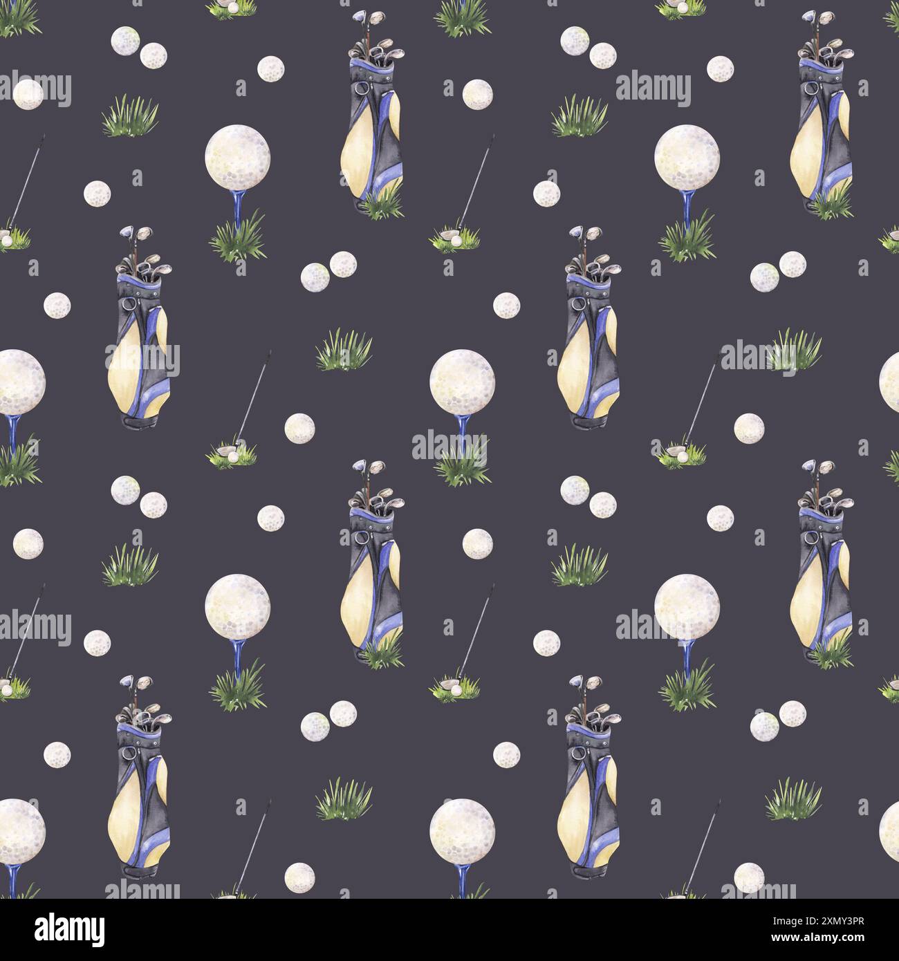 golf theme watercolor seamless pattern Stock Photo - Alamy