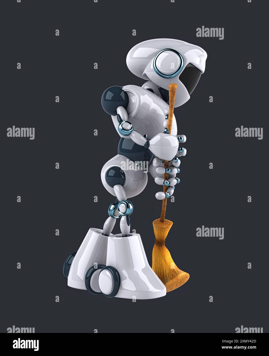 Fun 3D robot maid doing the cleaning Stock Photo - Alamy