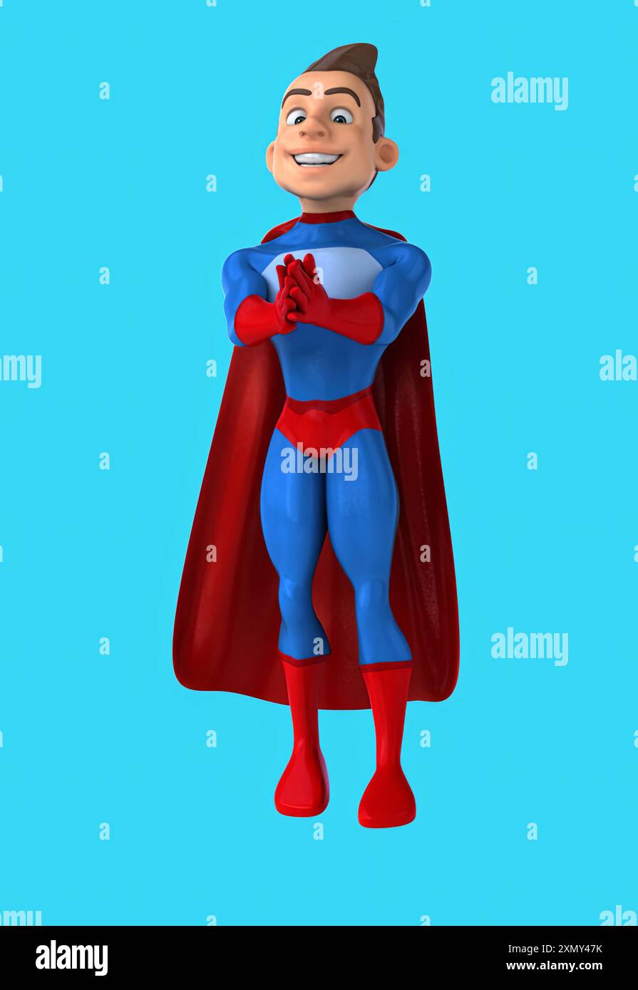 Fun 3D cartoon superhero clapping Stock Photo - Alamy
