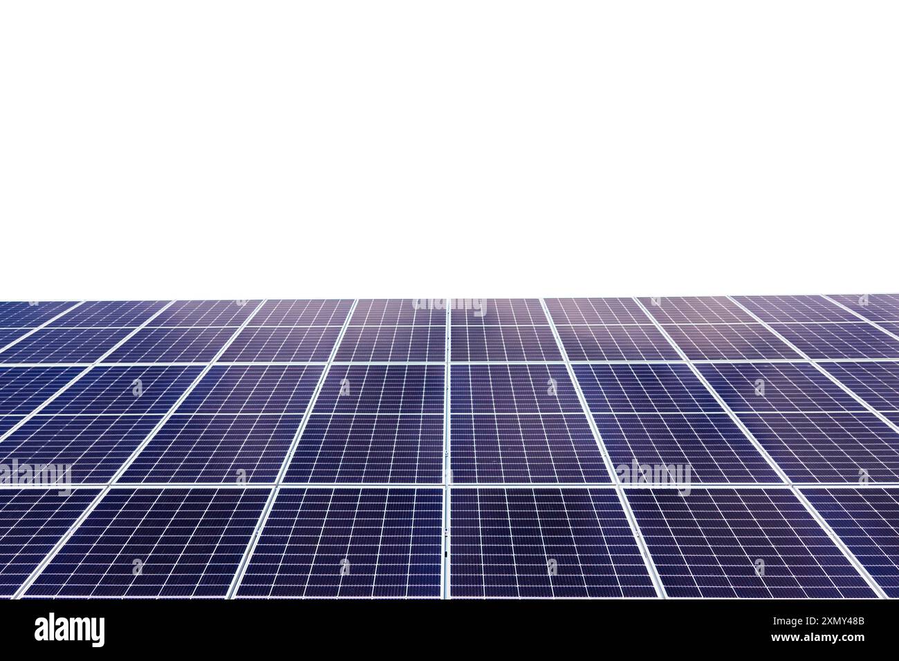 Horizontal solar panels cells isolated on white background. Solar farm ...