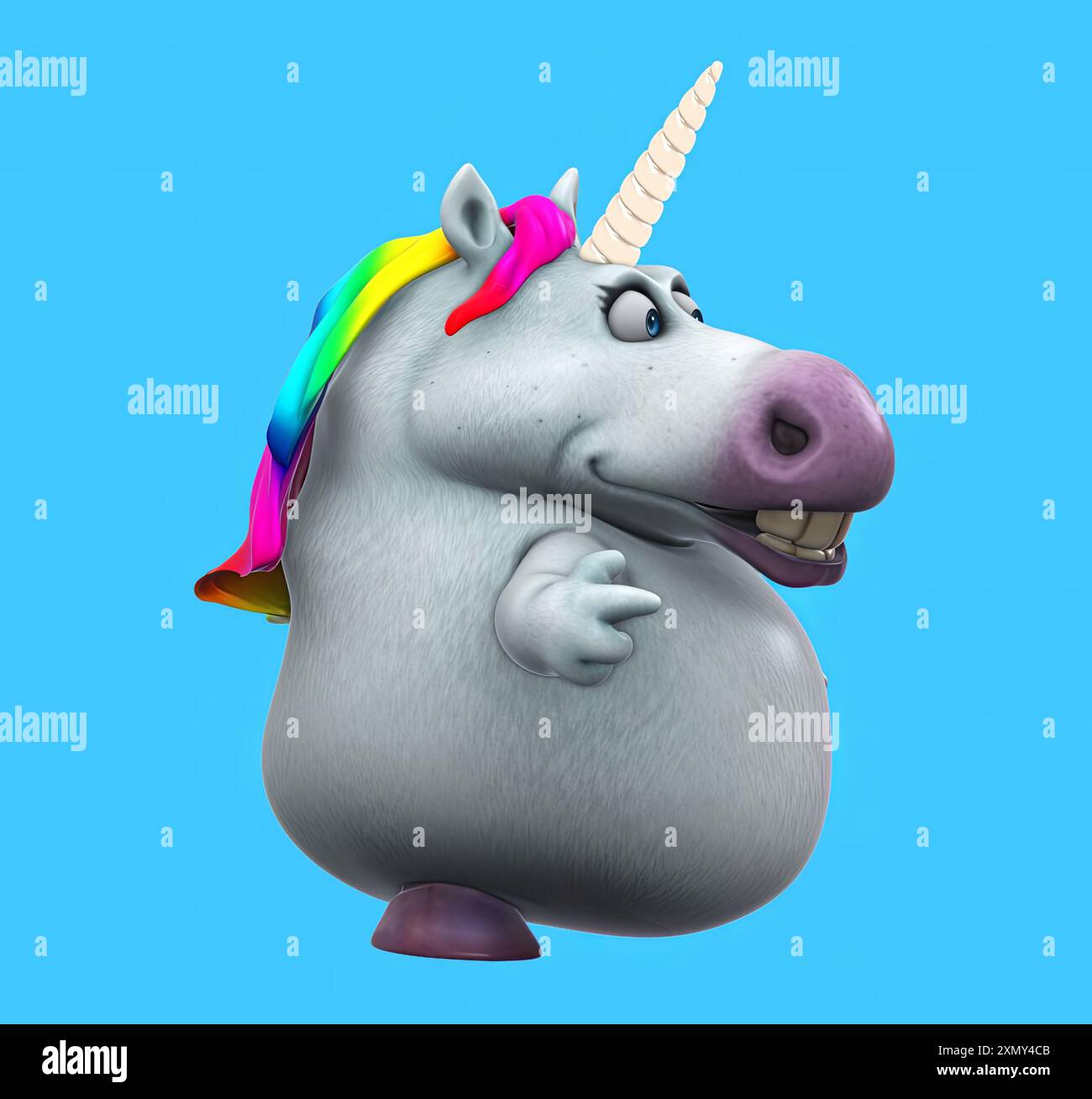 Fun 3D cartoon unicorn talking Stock Photo - Alamy