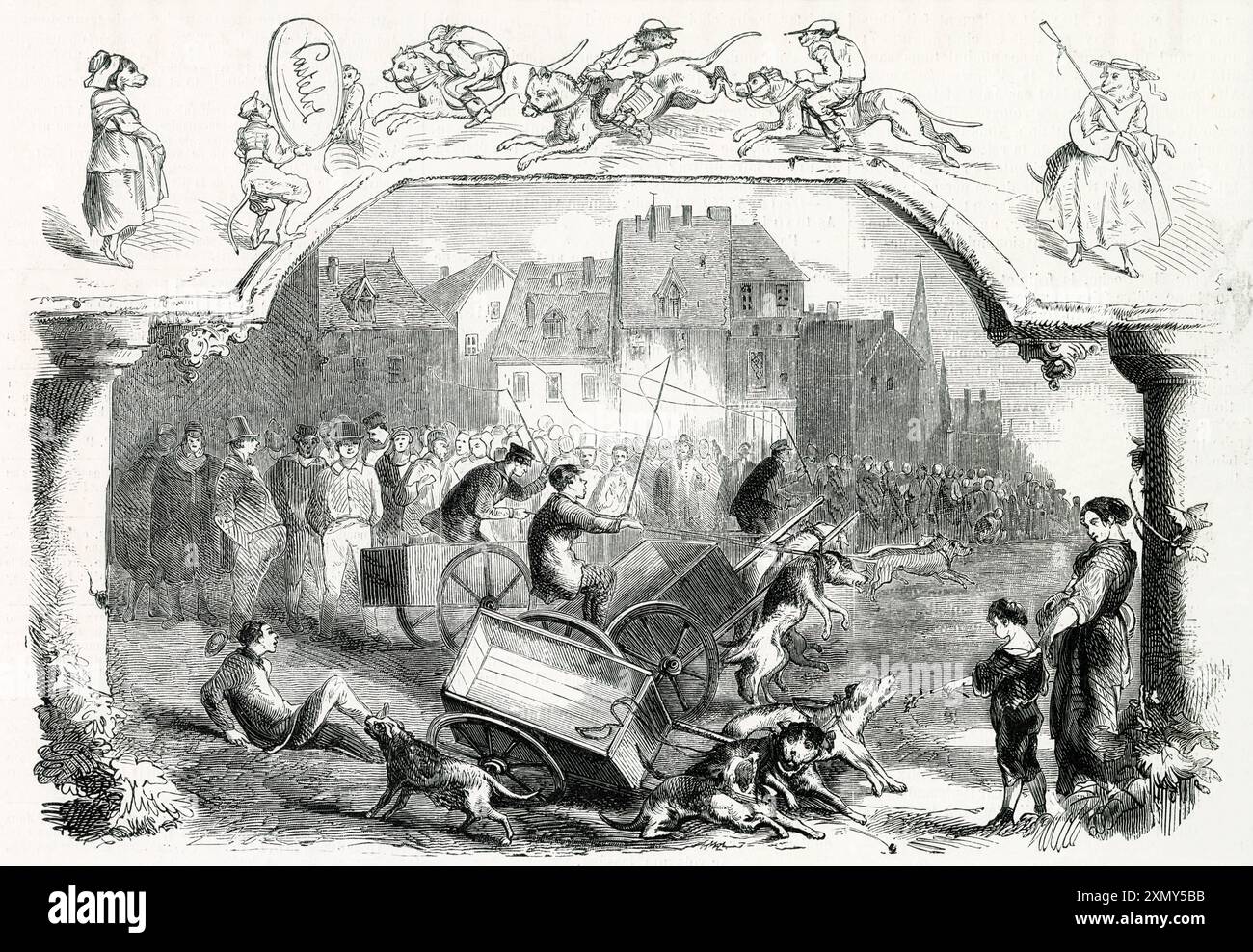 DOG CART RACE 1858 Stock Photo - Alamy