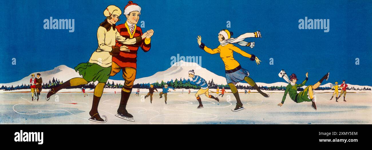 Decorative Christmas frieze - ice skating Stock Photo - Alamy