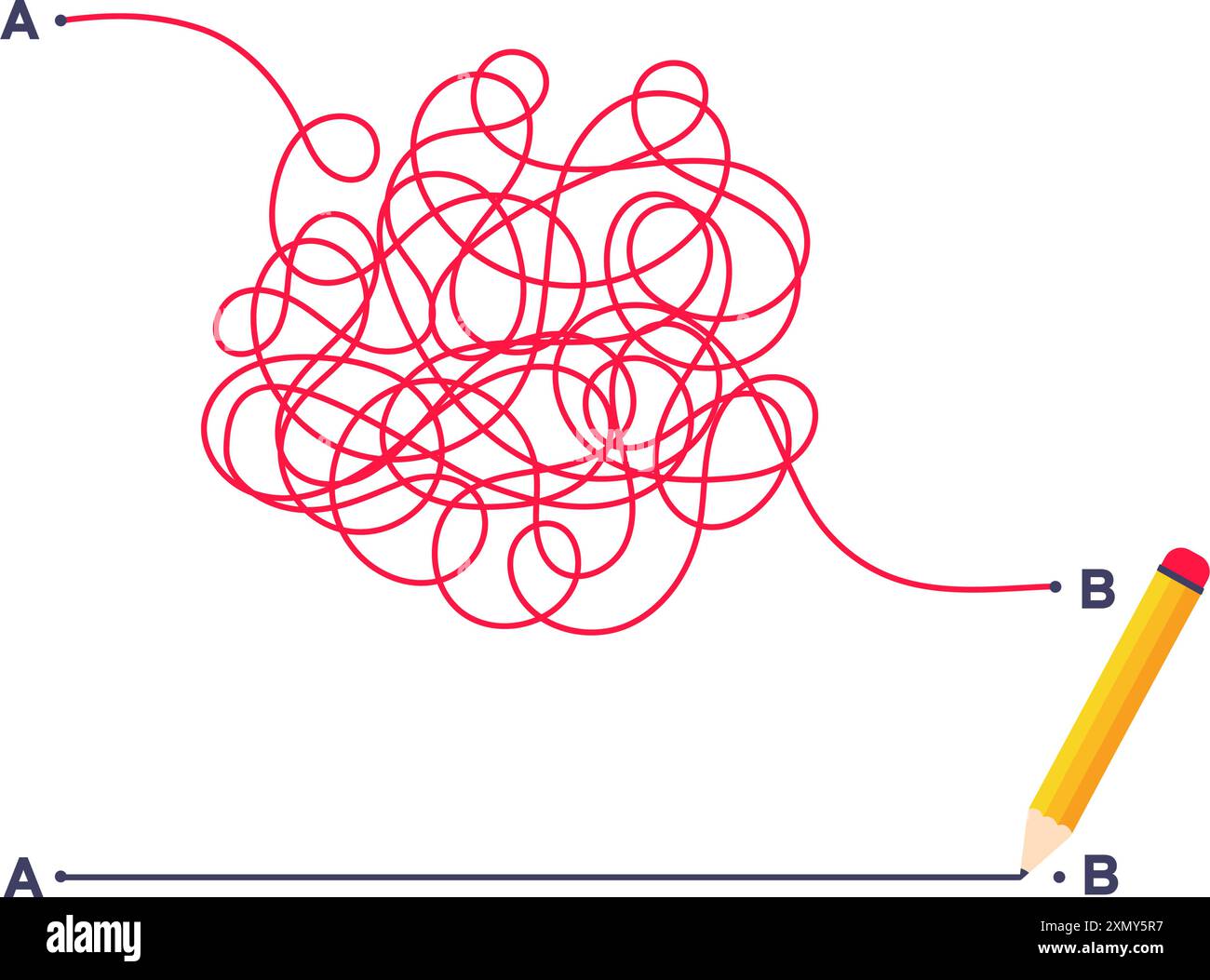 Complex and easy simple way from point A to B vector illustration Stock ...