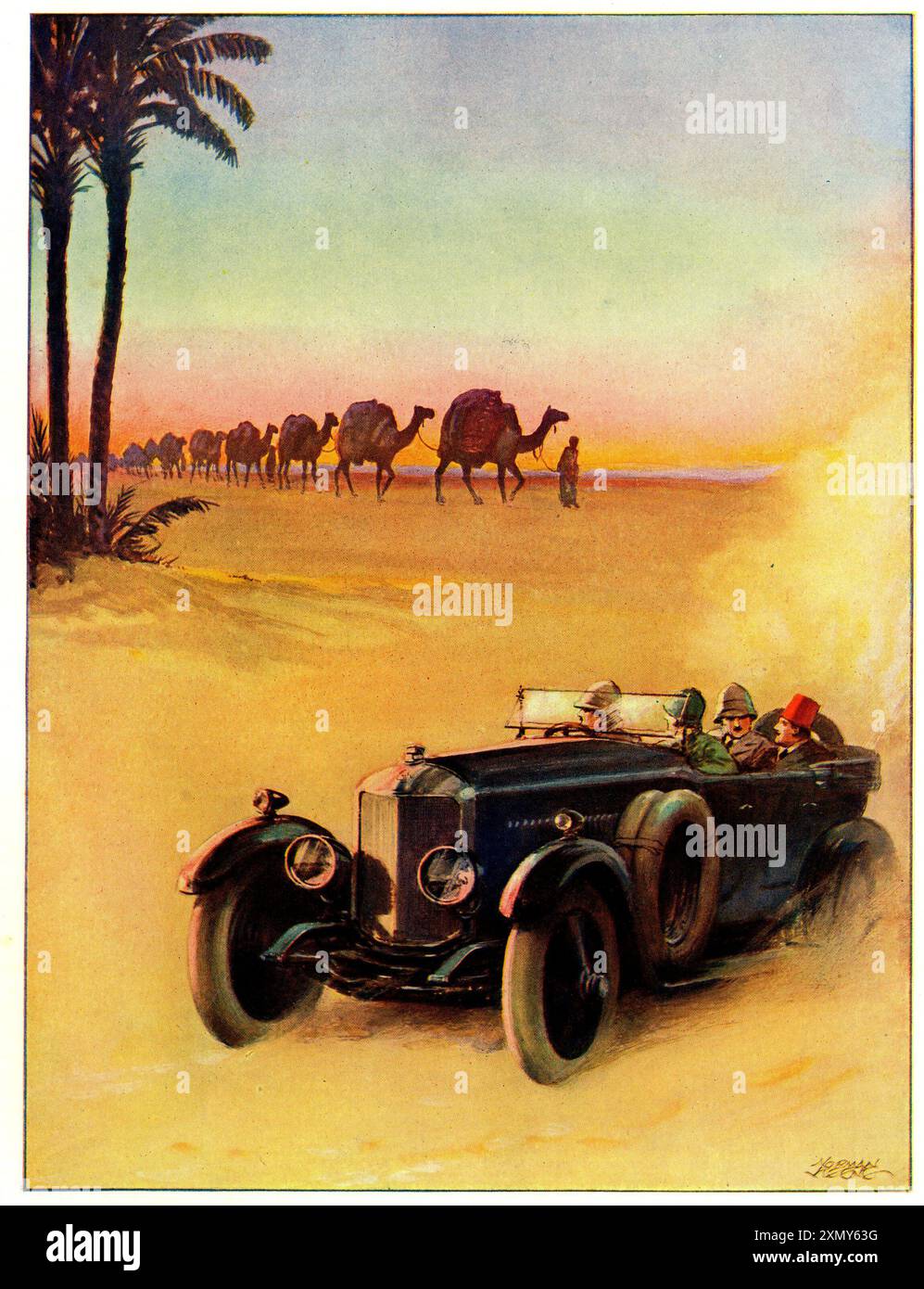 Motor Car and Camel Train, Egypt Stock Photo - Alamy