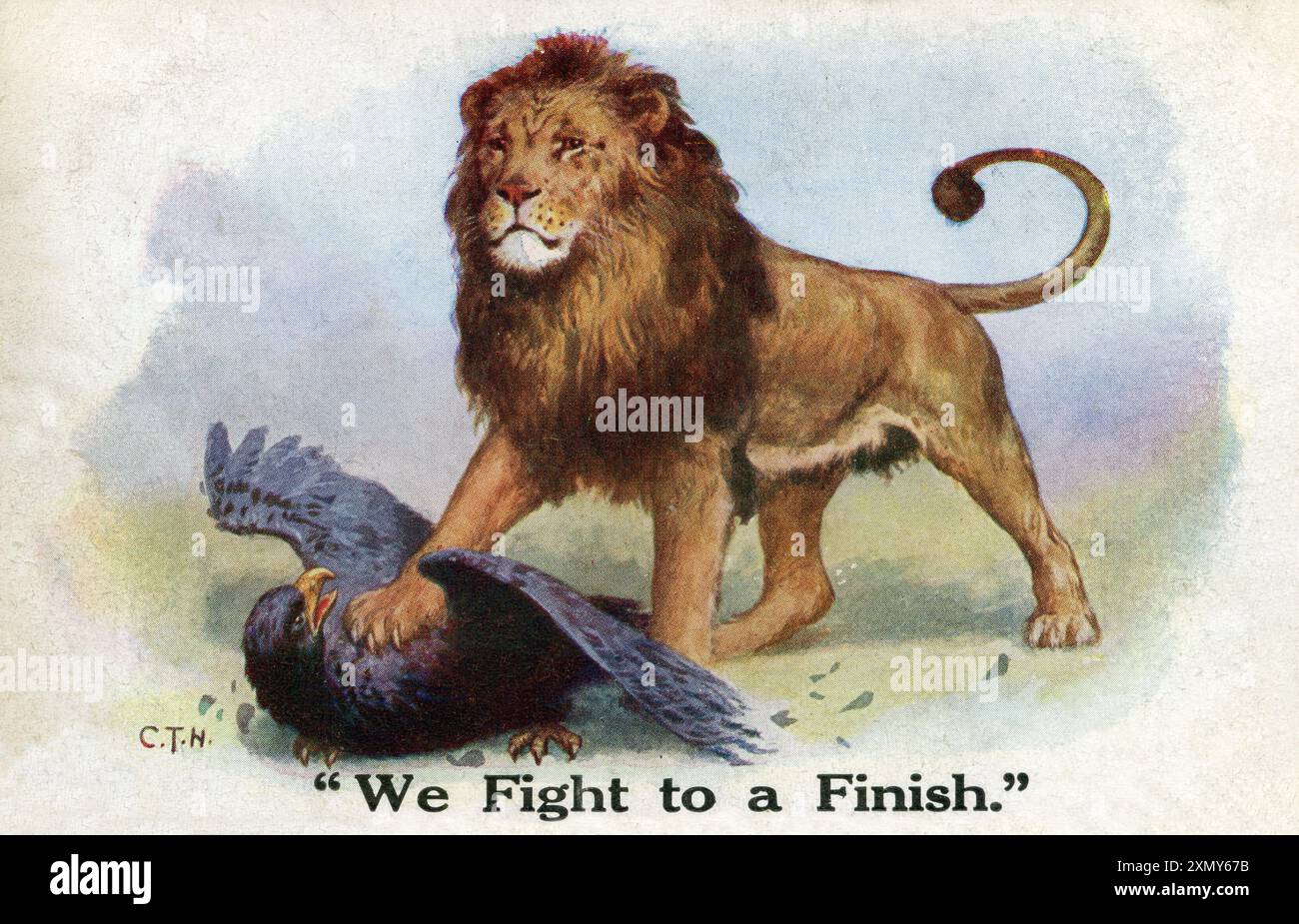WWI Cartoon by C.T.H. 'We Fight to a Finish' Stock Photo - Alamy