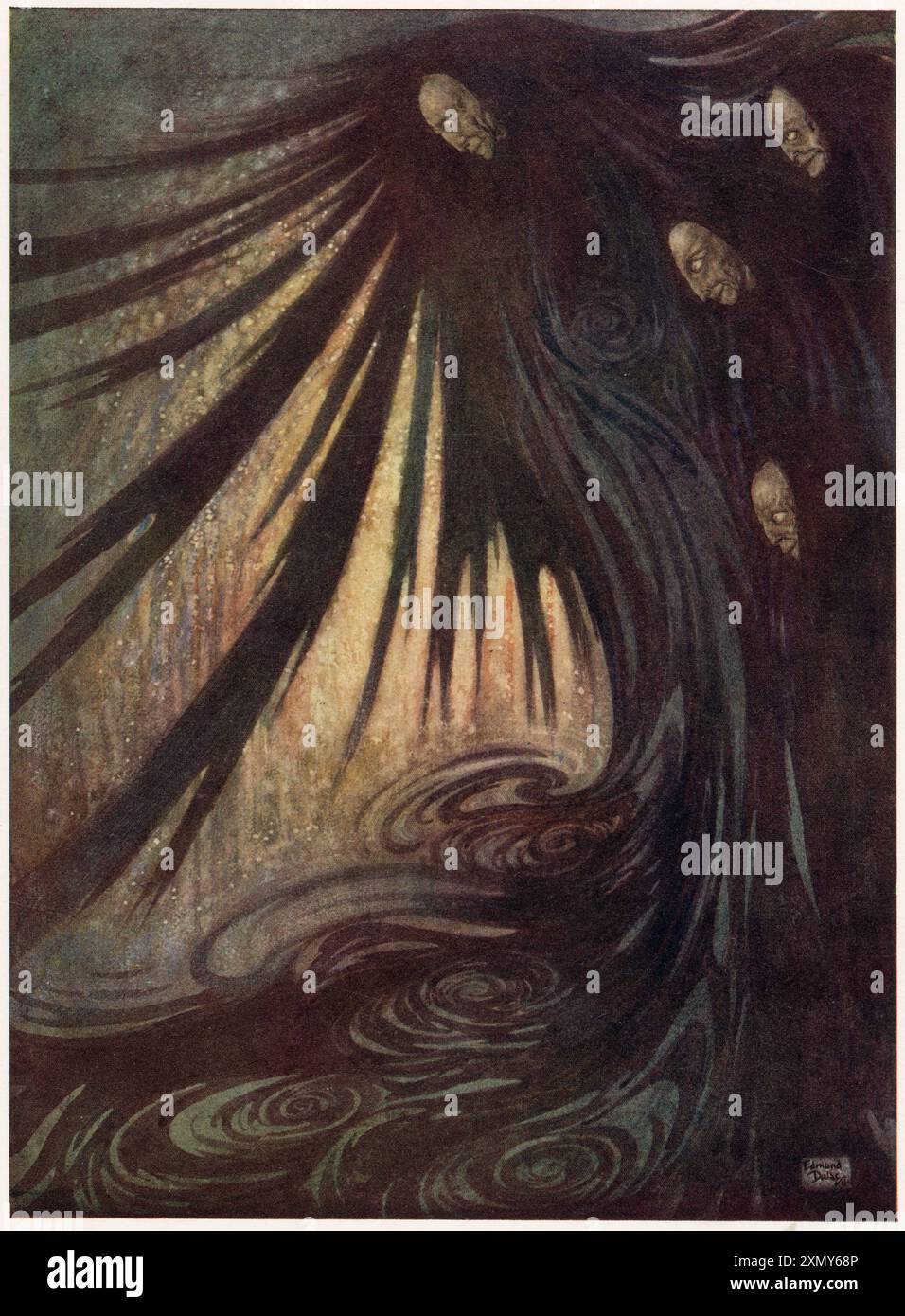 The Haunted Palace by Edgar Allan Poe, Dulac illustration Stock Photo ...