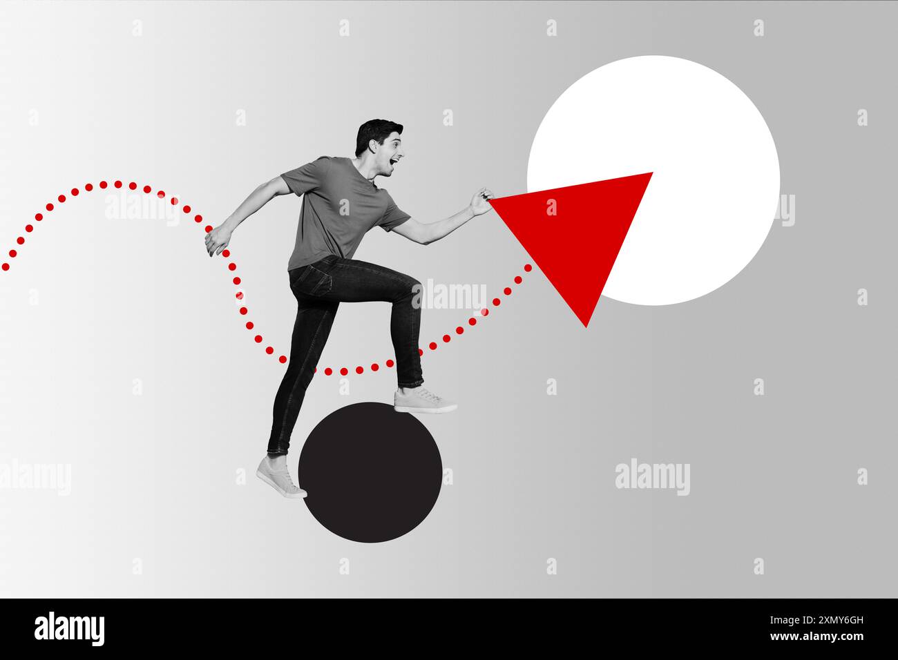 Composite image creative photo collage of excited overjoyed motivated ...