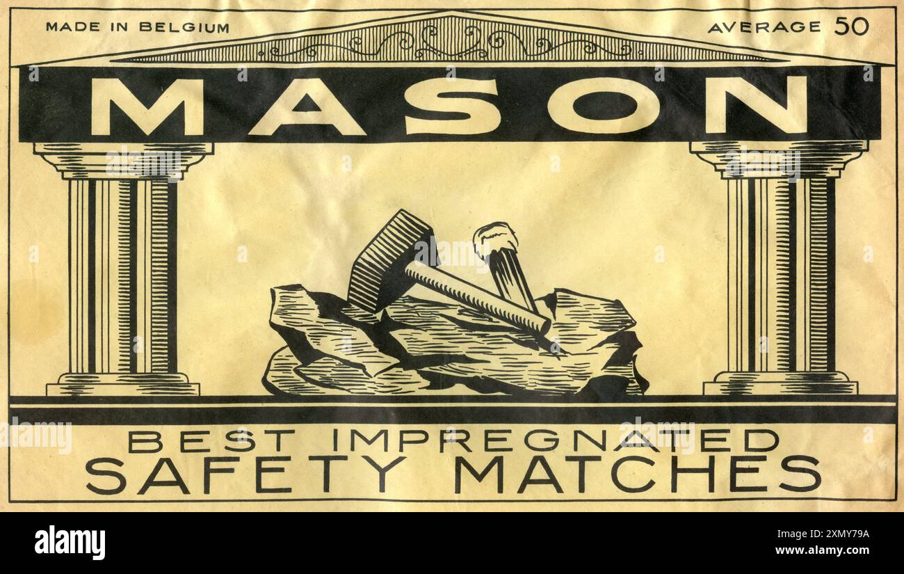 Mason Safety Matches - Matchbox top carton label Stock Photo - Alamy