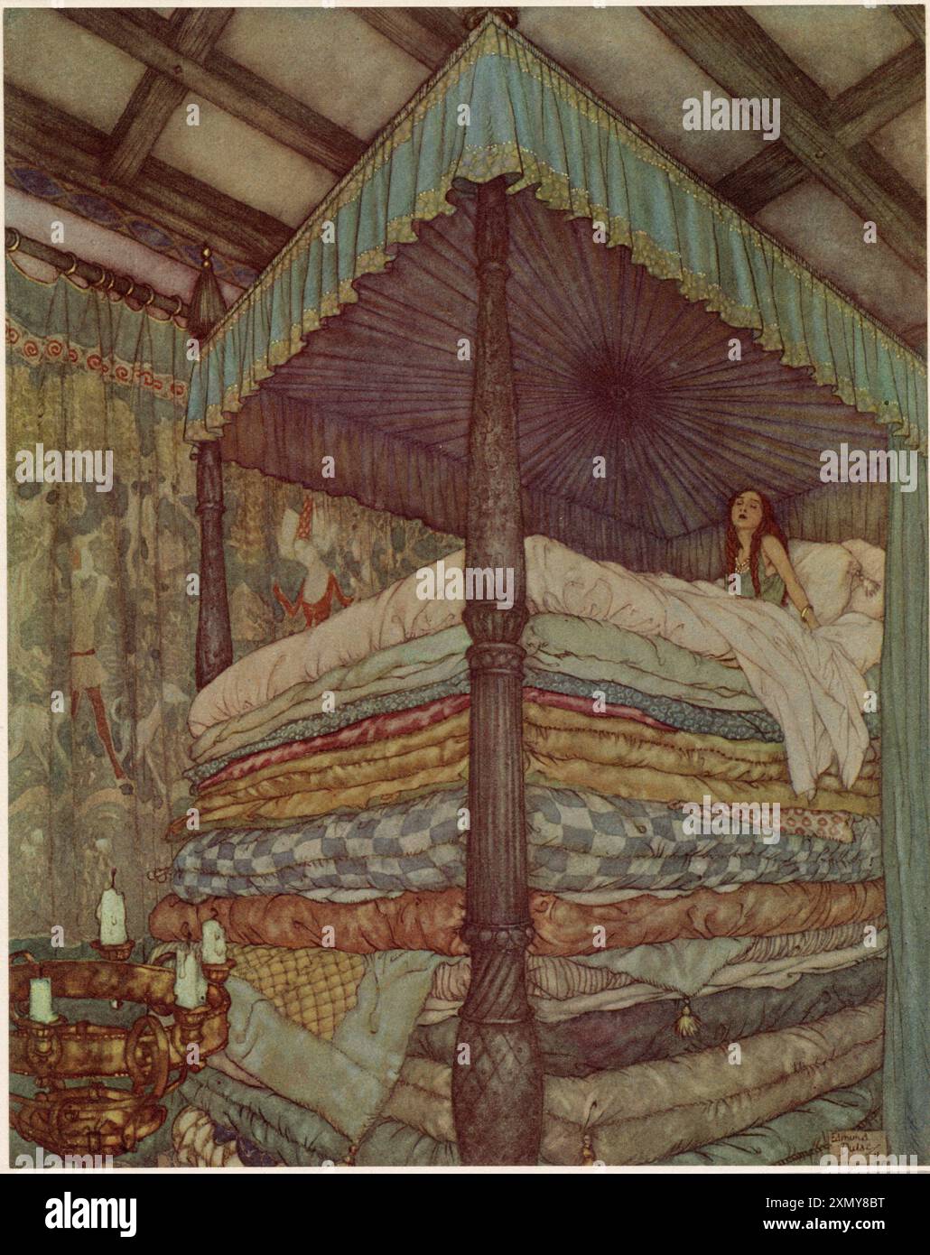 The Real Princess (or Princess & the Pea) - Edmund Dulac Stock Photo ...