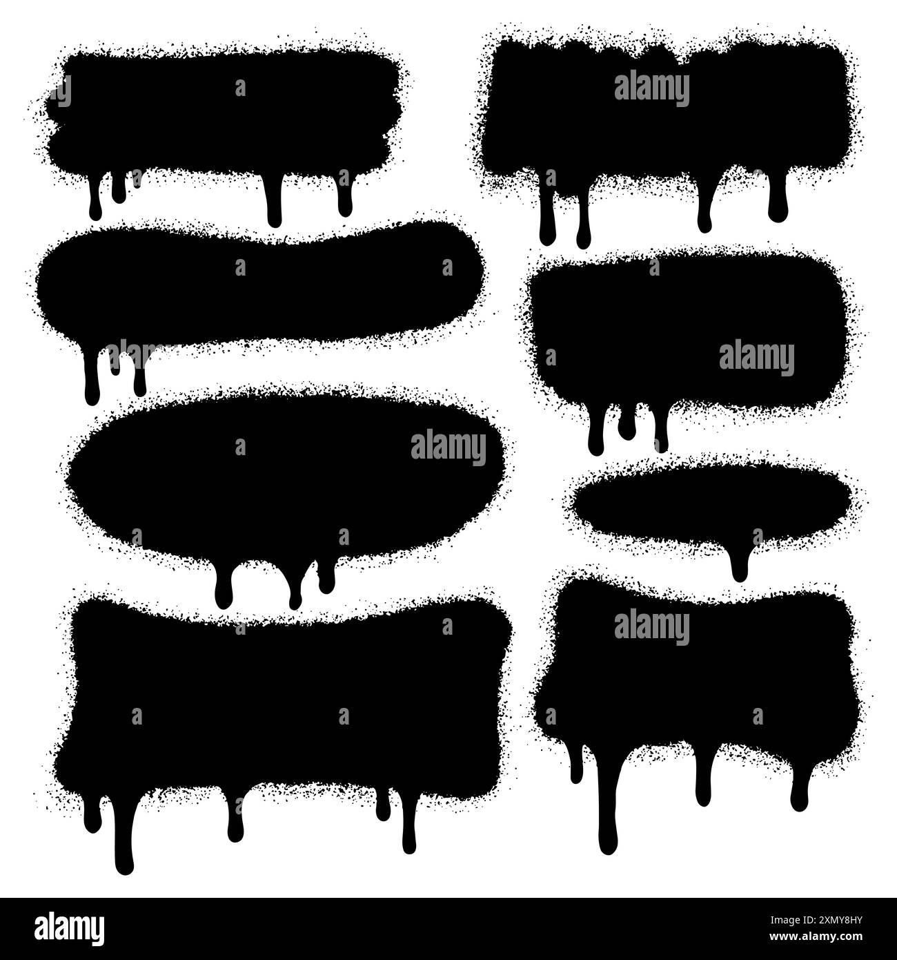 Set of graffiti spray banners. Vector spray paint shapes with Lines and ...