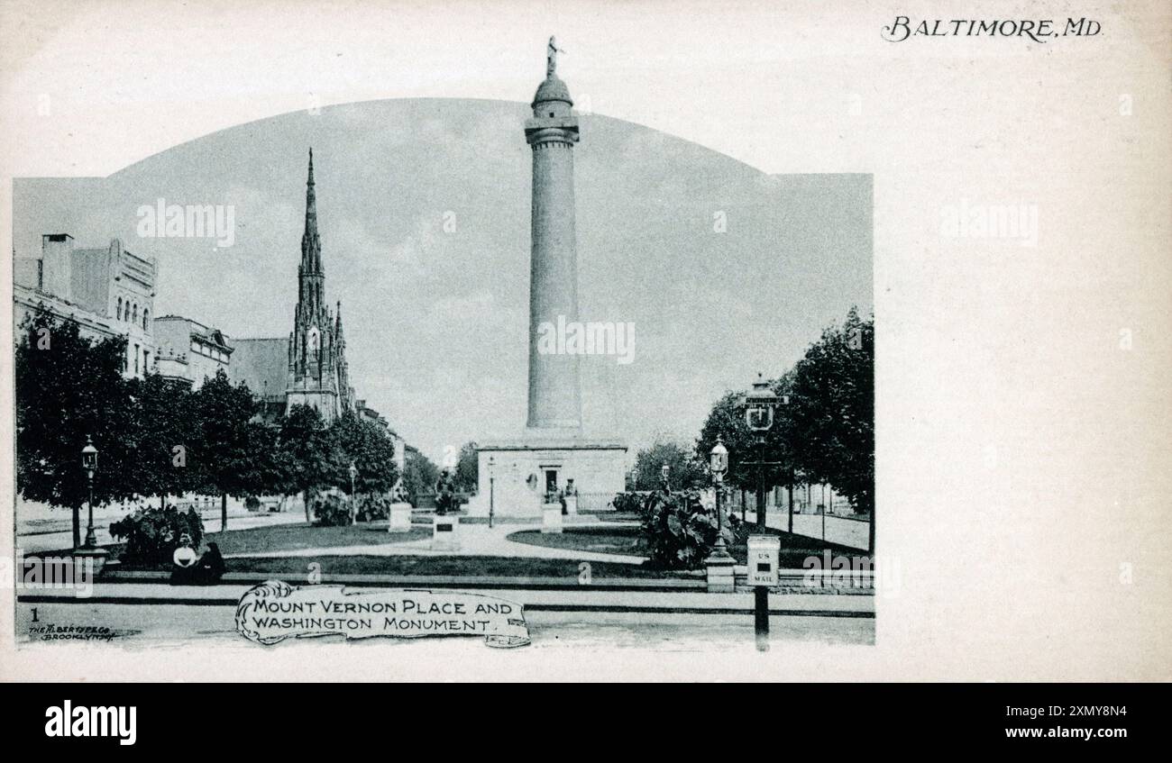 Mount Vernon Place and the Washington Monument, Baltimore Stock Photo ...