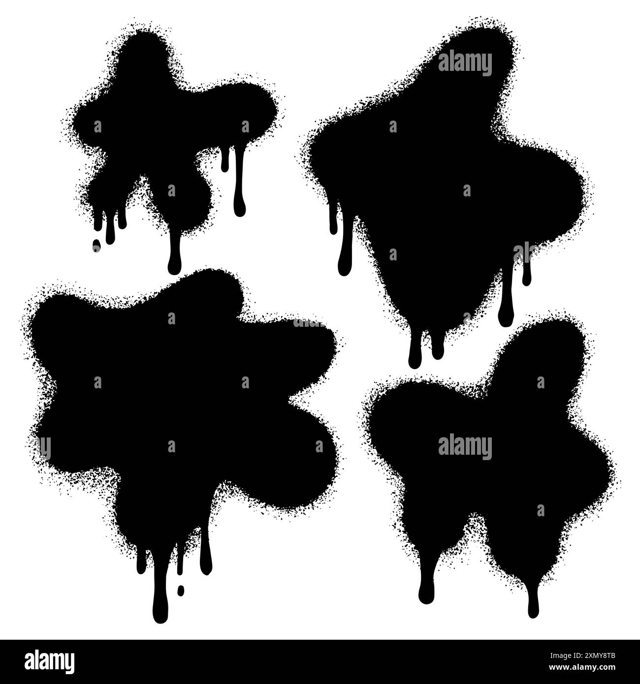 Set of graffiti spray banners. Vector spray paint shapes with Lines and ...