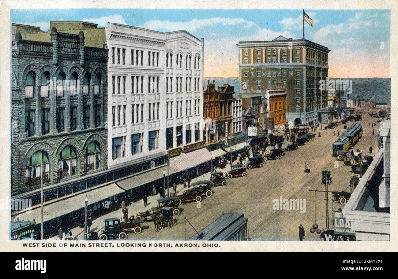 West Side of Main Street, Looking North, Akron, Ohio, USA Stock Photo ...