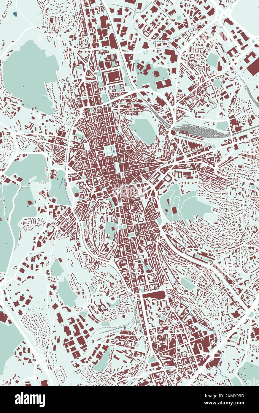Saint-Etienne map, France. City map, vector streetmap with buildings ...