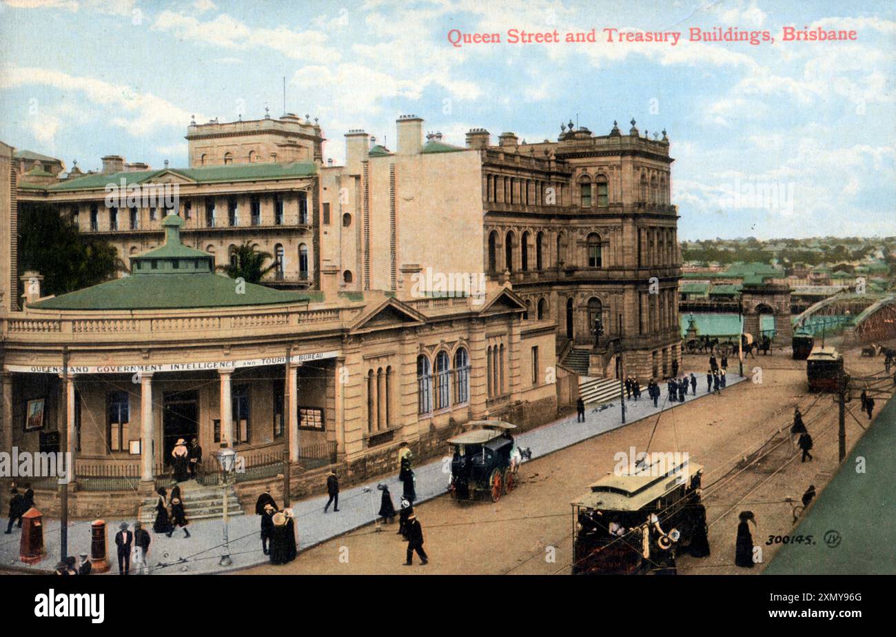 Queen Street and Treasury Buildings, Brisbane, Australia Stock Photo ...