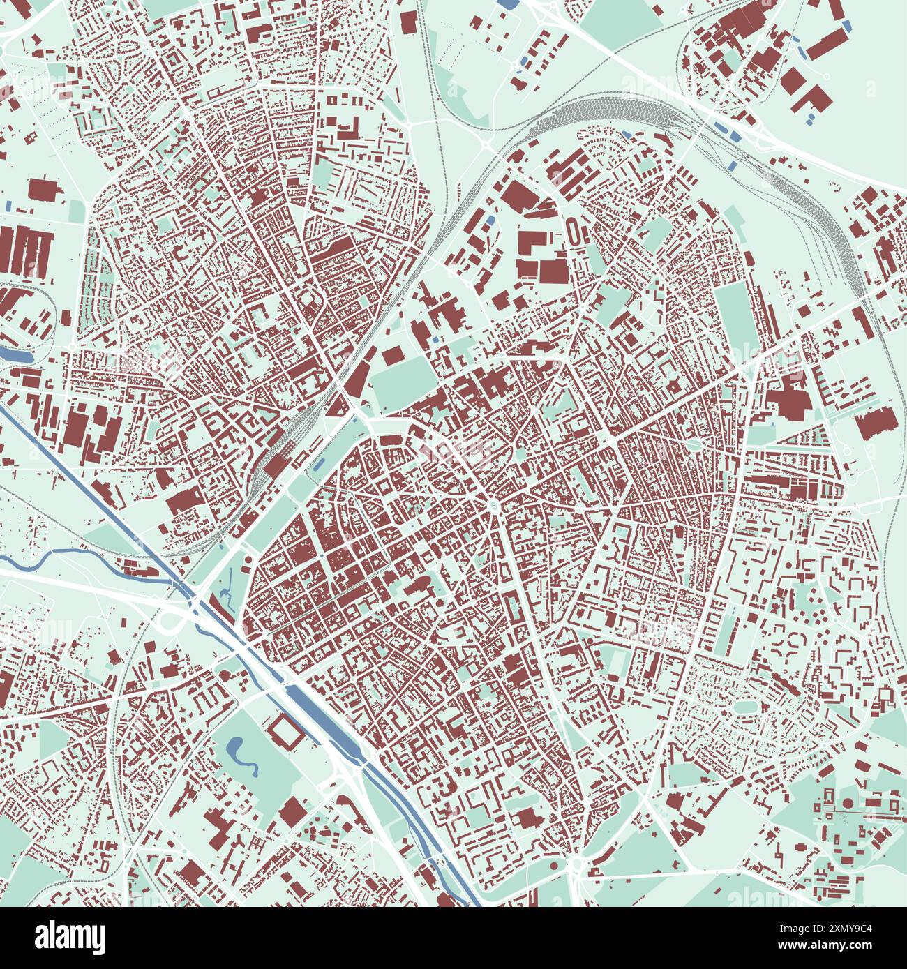 Reims map, France. City map, vector streetmap with buildings and roads ...