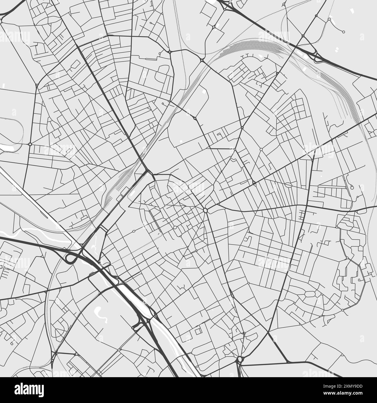 Reims map, France. City map, vector streetmap with roads, parks and ...