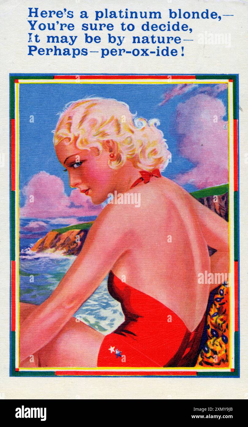 1930s British Peroxide Blonde beauty in red swimsuit Stock Photo - Alamy