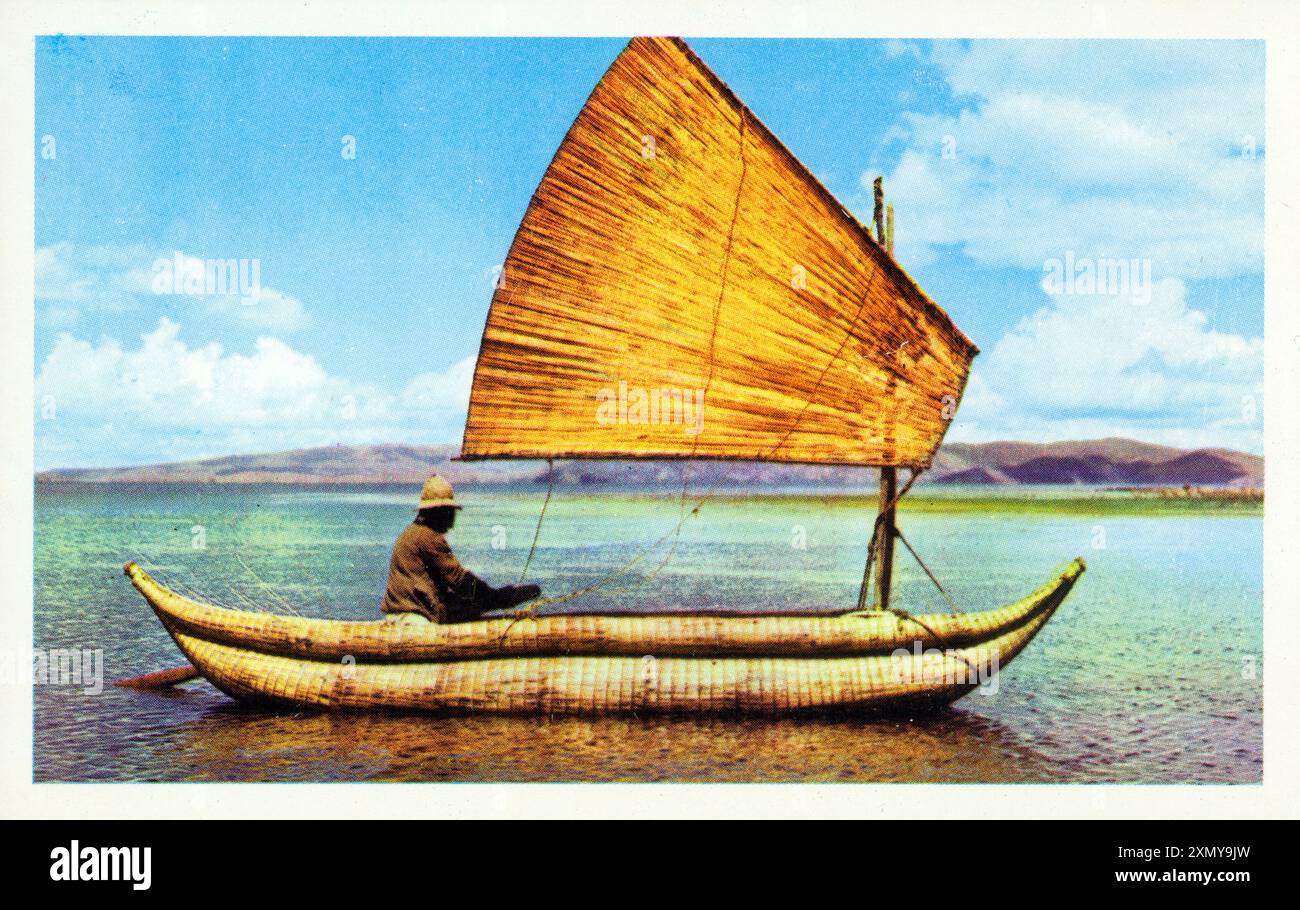 Reed boat on Lake Titicaca in Bolivia, South America Stock Photo - Alamy