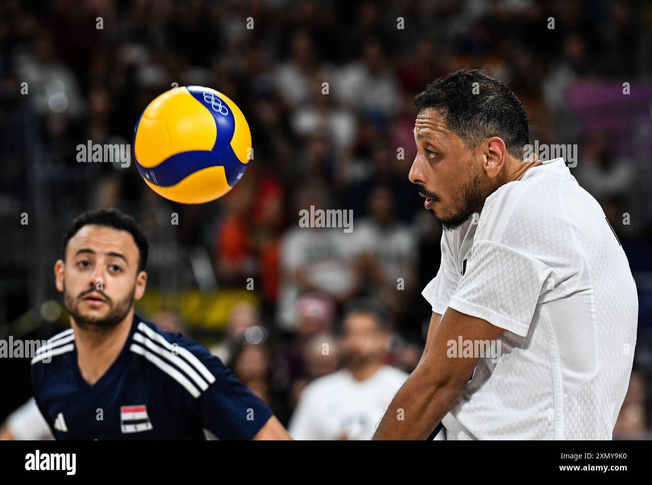Paris, France. 30th July, 2024. Mohamed Moustafa Issa (R) of Egypt ...