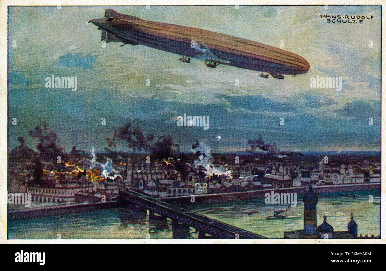 WW1 - German Schutte-Lanz Airship SL2 bombing Warsaw Stock Photo - Alamy