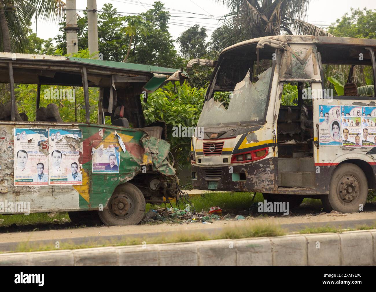 Crashed Buses For A Road Safety Exhibition Dhaka Division Keraniganj