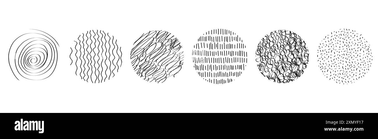 Textures set, collection hand drawn abstract monochrome brush marks ...