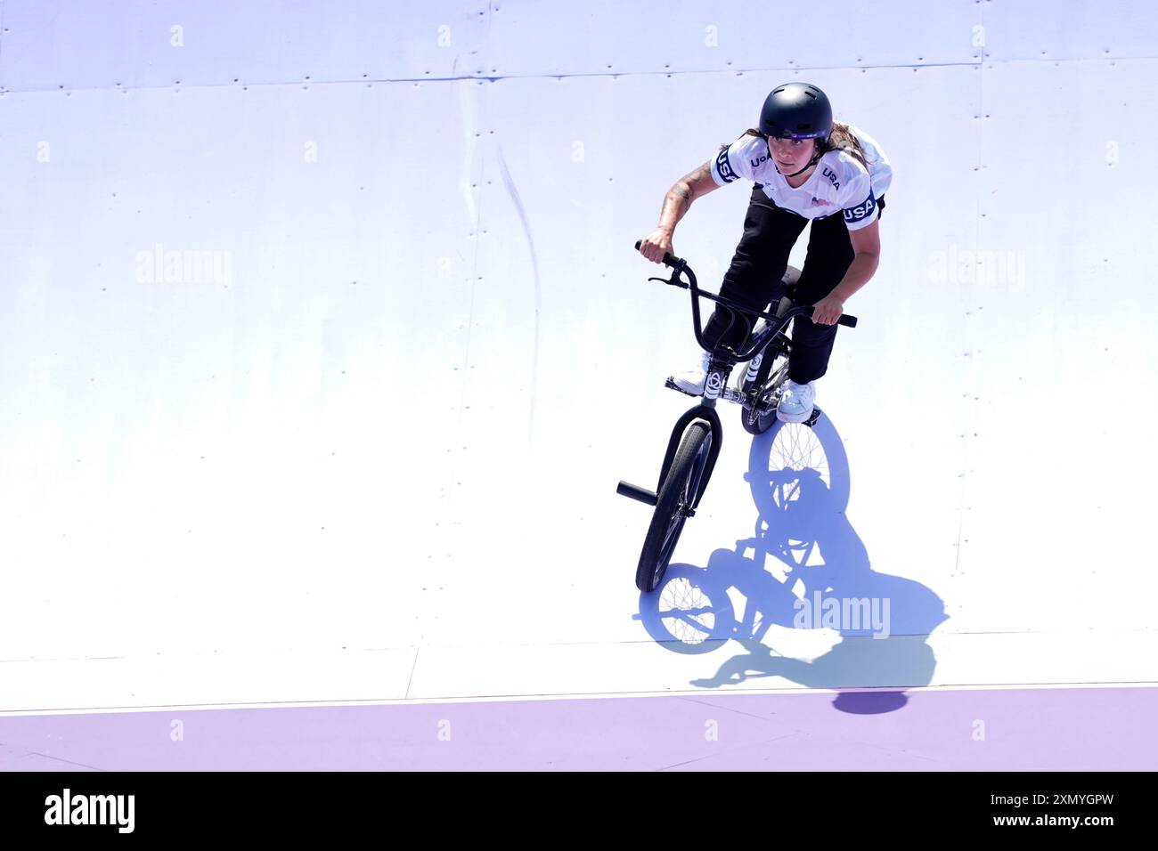 Perris Benegas, of the United States, competes in the cycling BMX ...