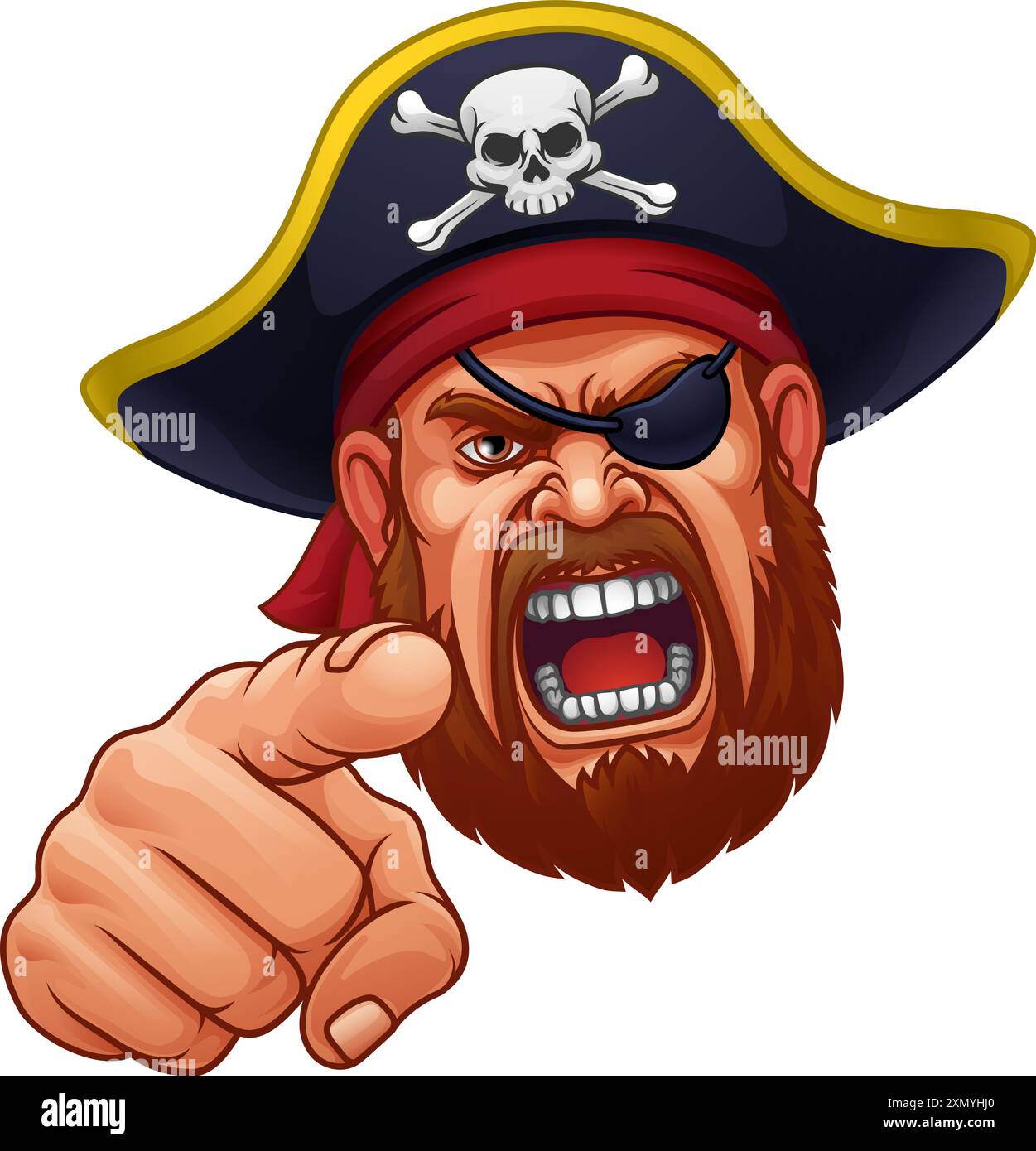 Pirate Captain Angry Mascot Cartoon Man Face Head Stock Vector Image ...