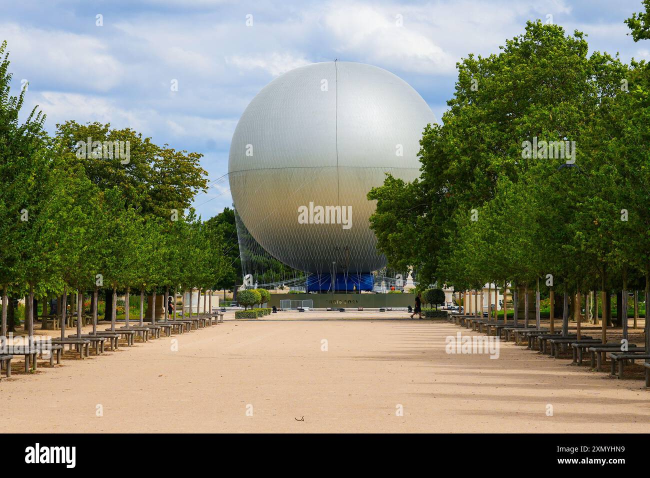 Shiny tethered balloon in the Jardins des Tuileries for the Paris 2024 ...