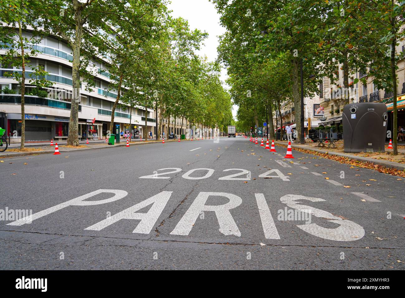 Reserved traffic lane for the Paris 2024 official vehicles in a street ...