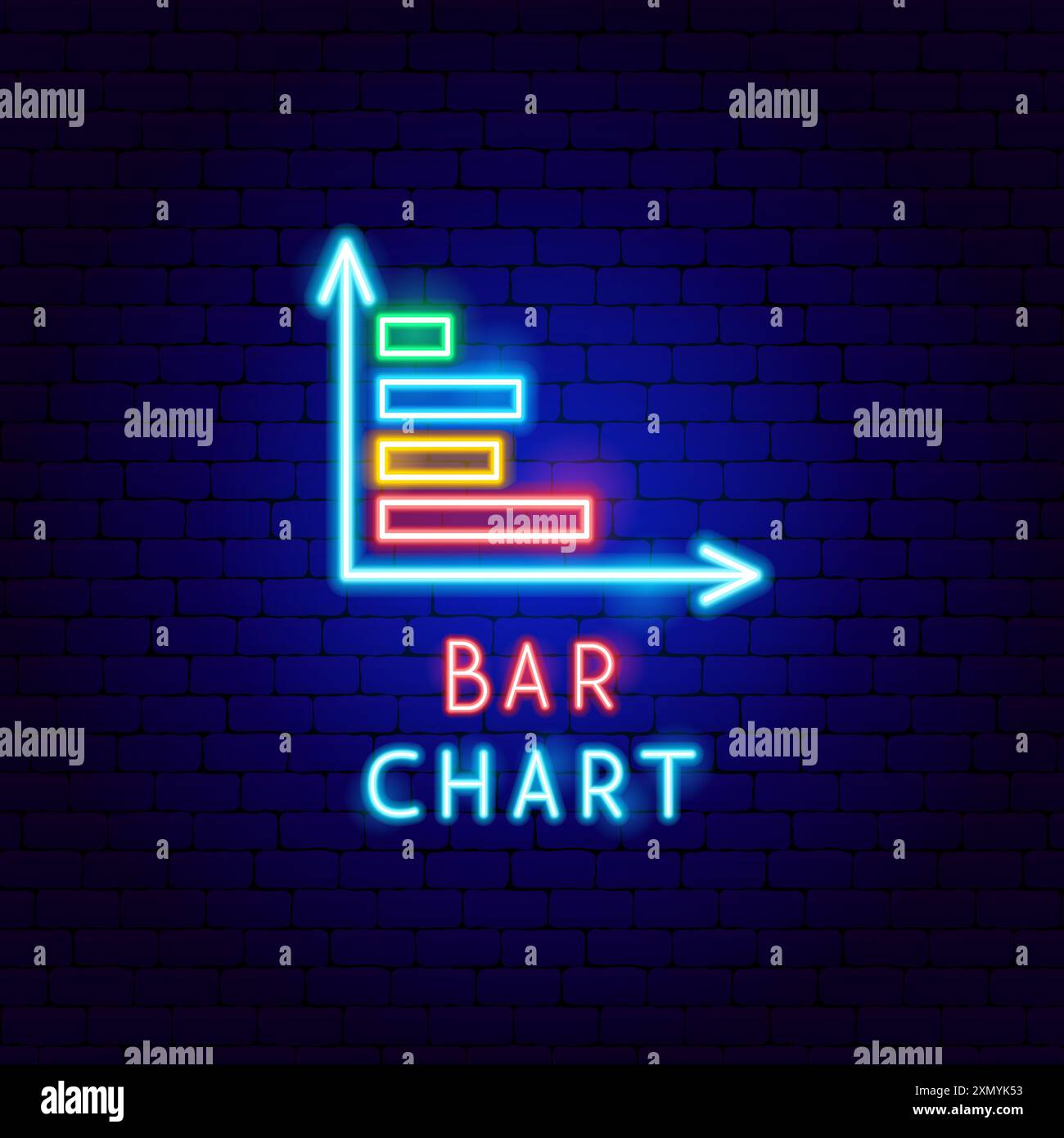Bar Chart Neon Label Stock Vector Image & Art - Alamy