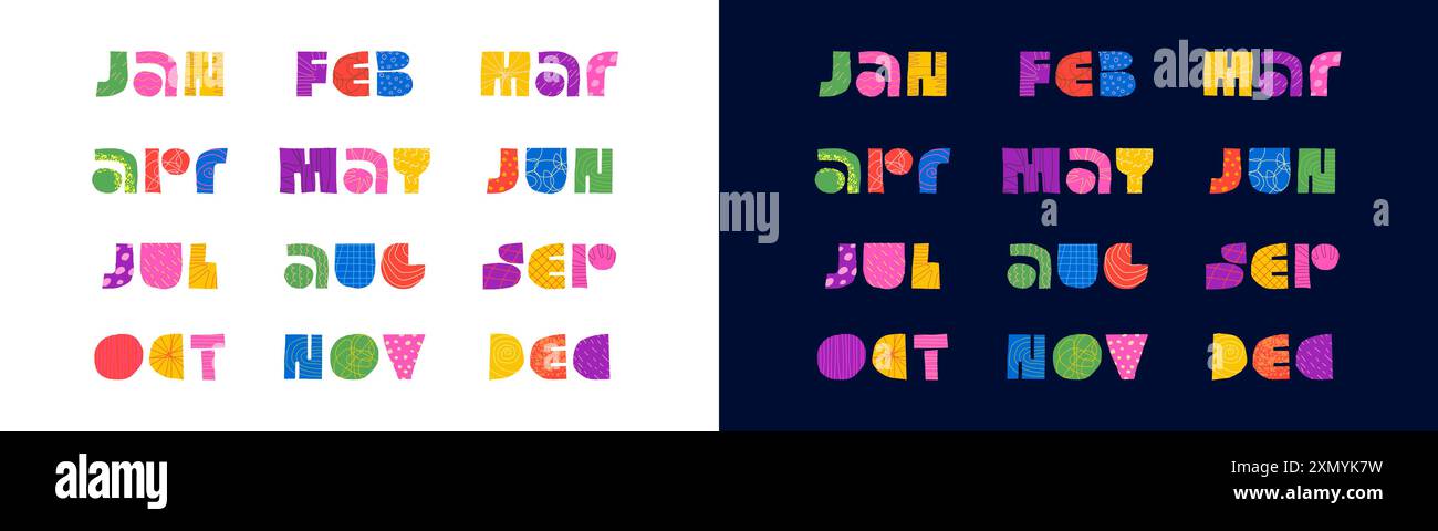 Names of all year months abstract decorative inscription concept ...