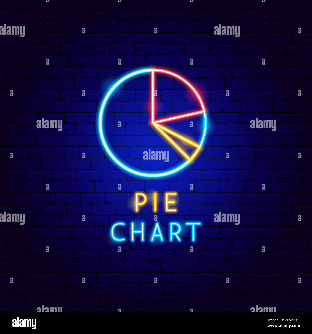 Pie Chart Neon Label Stock Vector Image & Art - Alamy