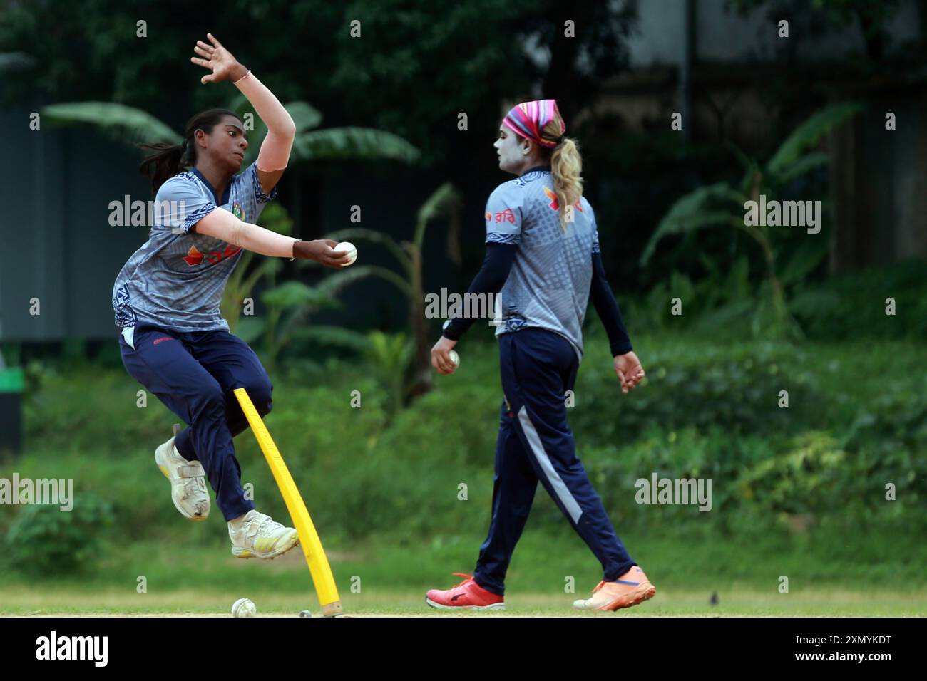 Bangladeshi fast bowler Marufa Akhter is seen Bangladesh Women’s cricket team attends practice ...